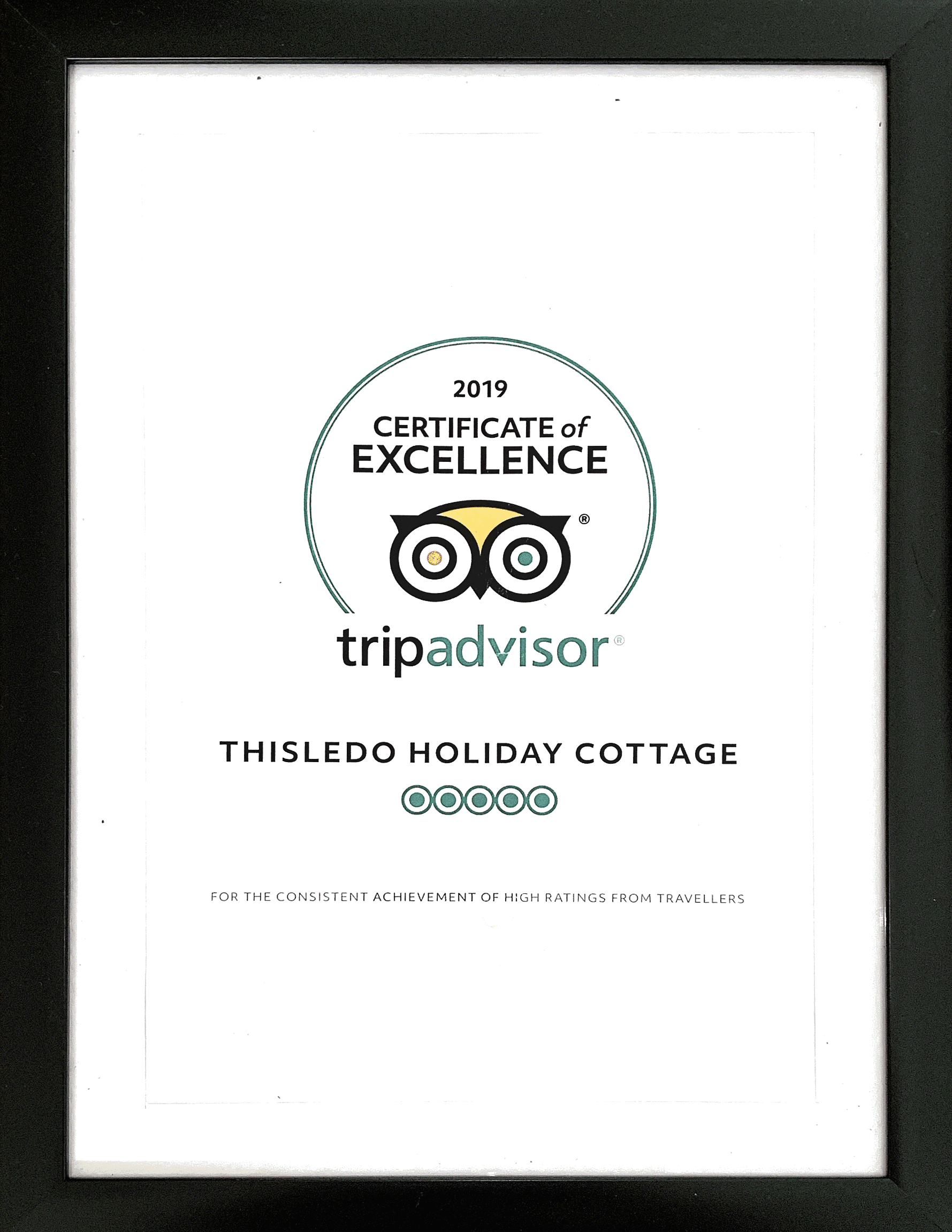Tripadvisor Award 2019 - Thisledo Holiday Cottage Skipton